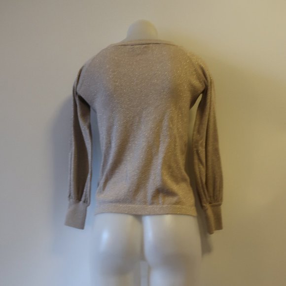Minnie Rose | Sweaters | Minnie Rose Metallic Gold Keyhole Sweater S ...